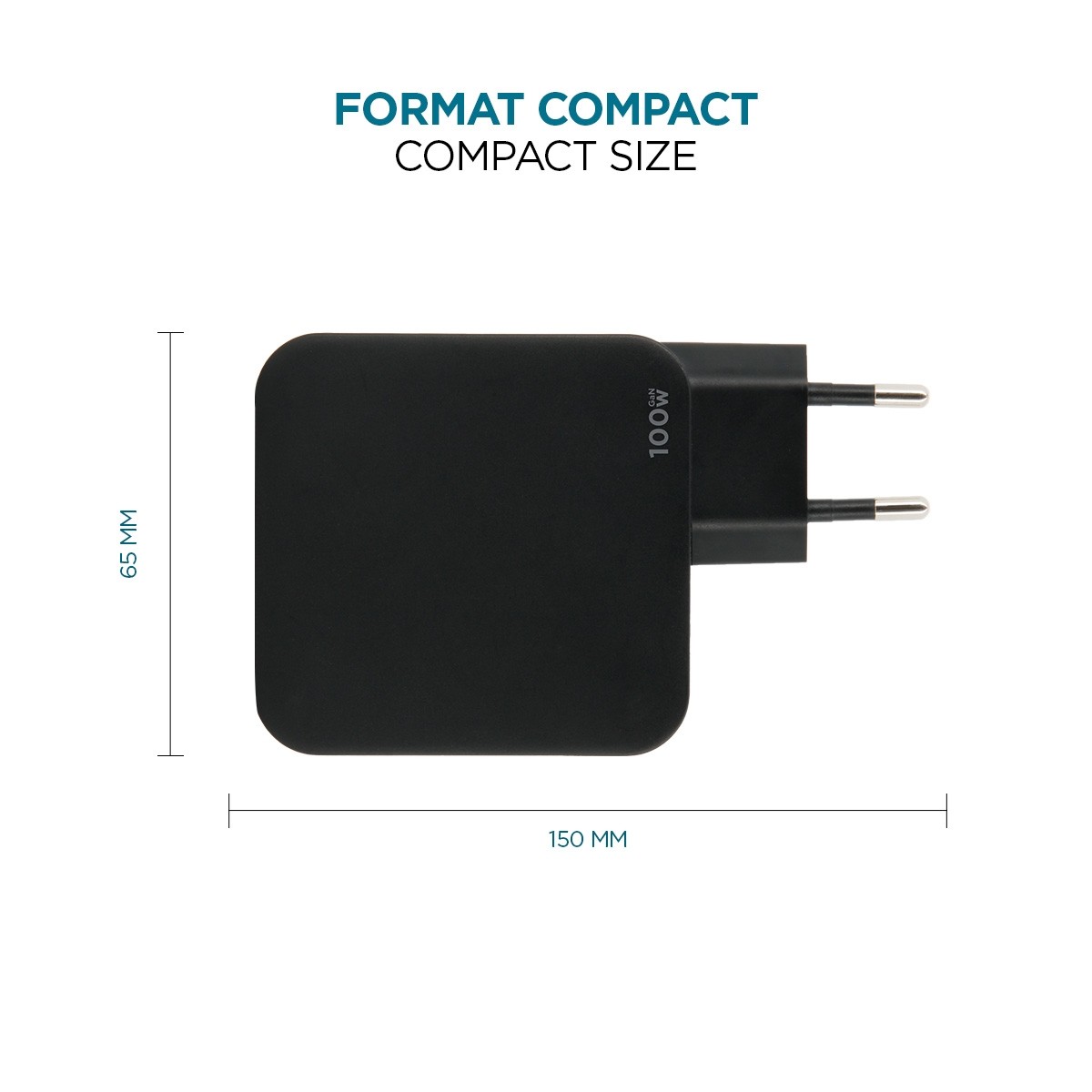 Chargeur secteur rapide GaN 100W + câble 2m - 2 USB-C + 1 USB-A - pour ...