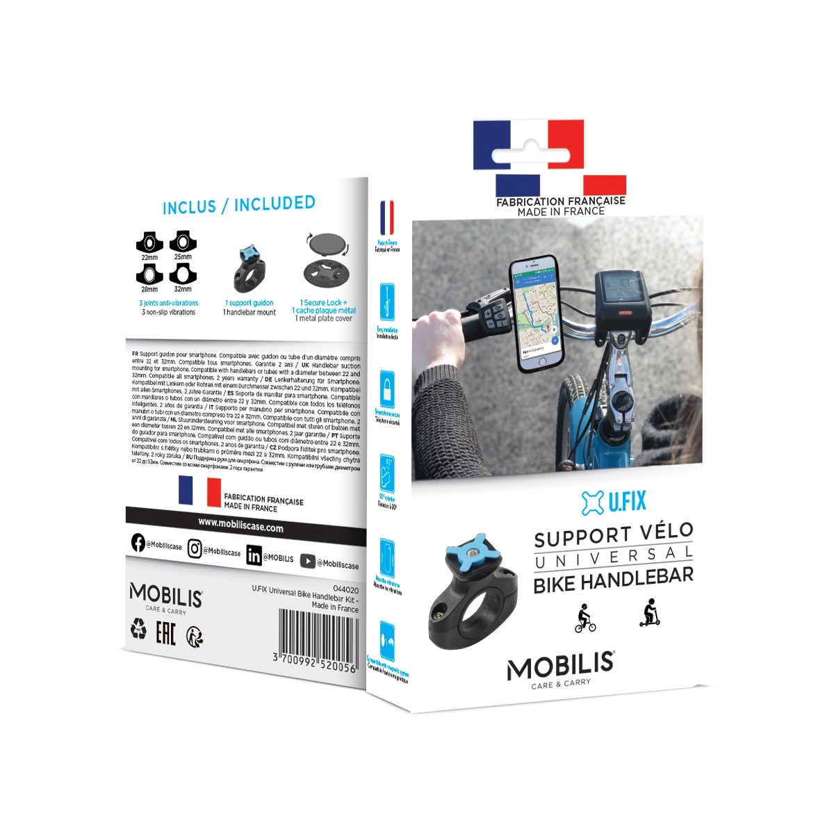 support smartphone pour guidon de velo universel fabriqué en France