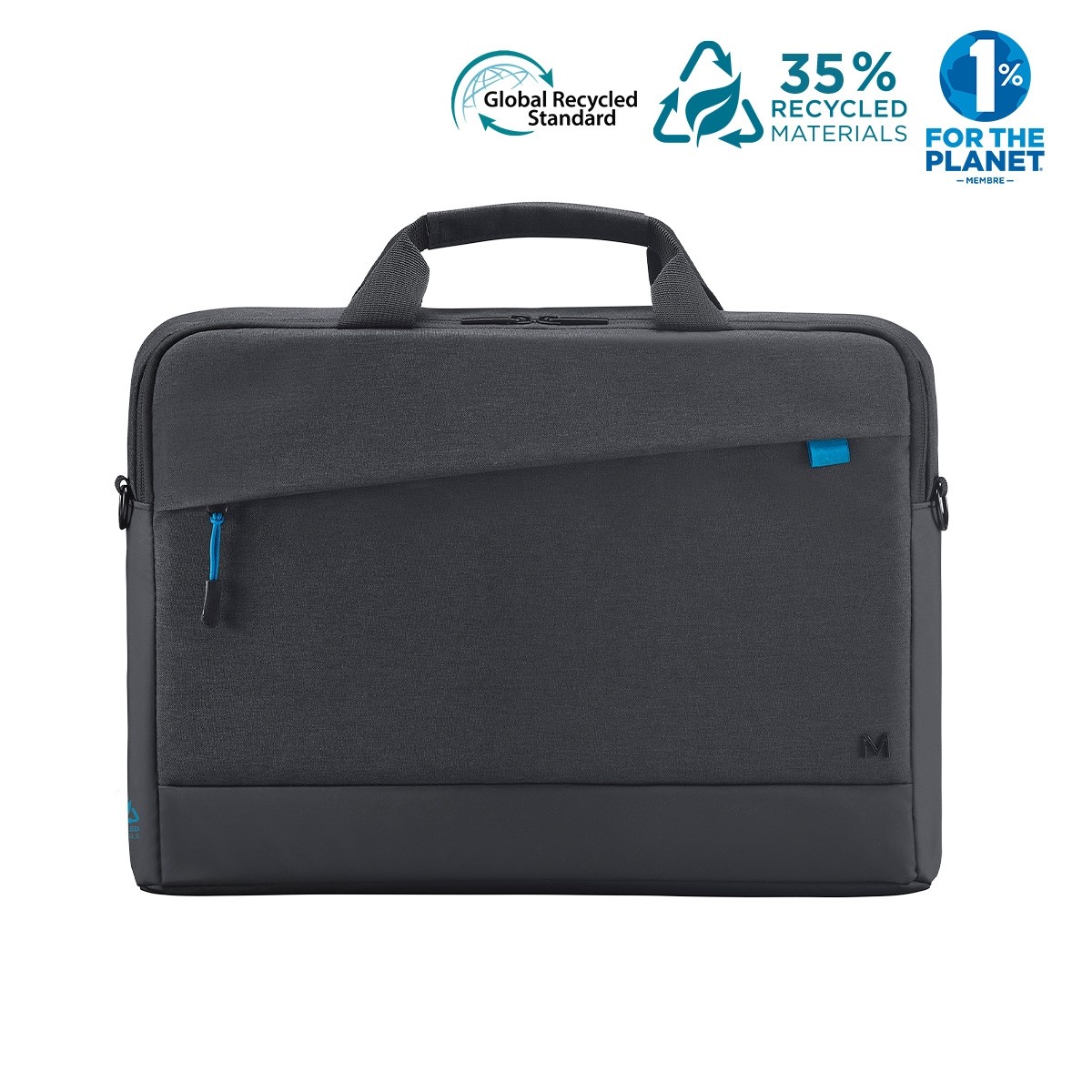 Toploading briefcase 11-14'' - 35% recycled - Trendy Black