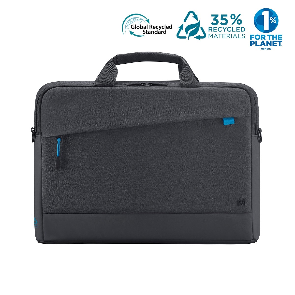 Toploading briefcase 14-16'' - 35% recycled - Trendy Black
