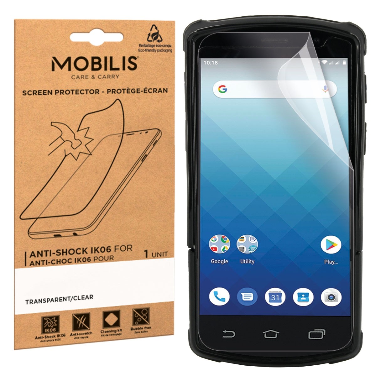 Screen protector unbreakable anti-shock IK06 Clear finishing for Unitech EA510 - UROVO DT50