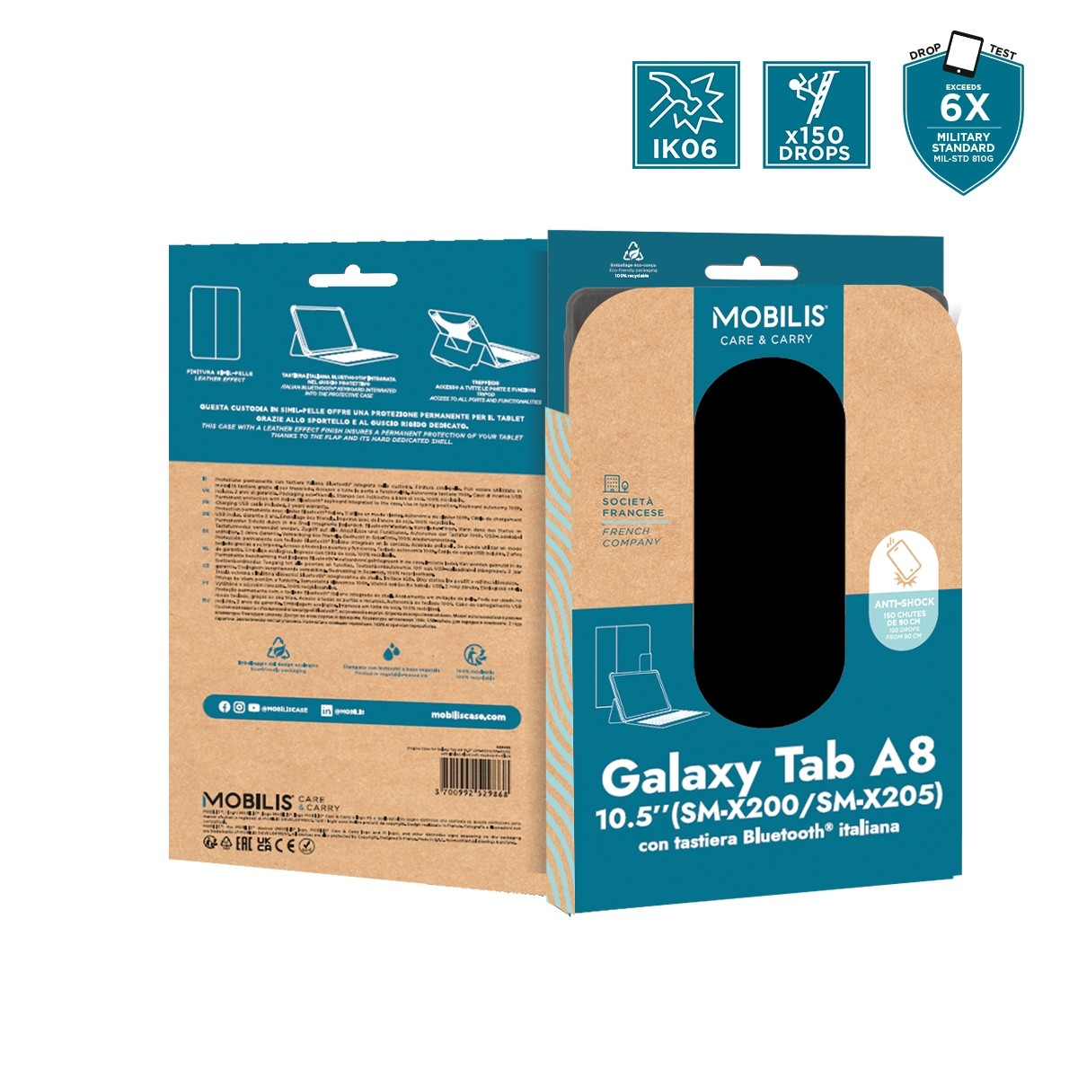 Rugged Protective Cover With Bluetooth italian Keyboard Galaxy Tab A8 10.5'' (SM-X200/SM-X205)