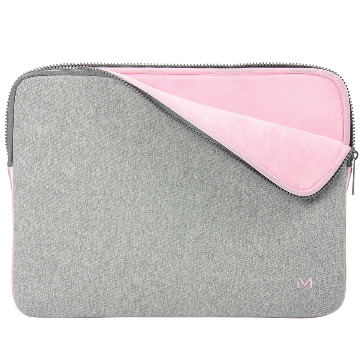 grey and pink memory foam computer sleeve with soft interior