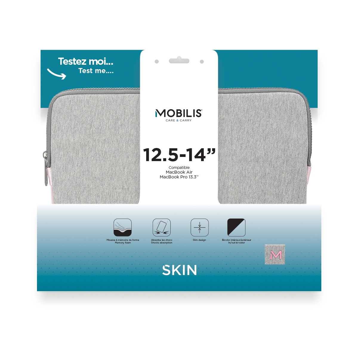 grey and pink memory foam computer sleeve with soft interior