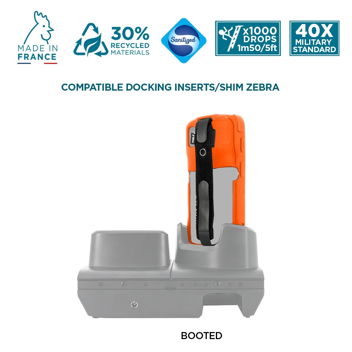Rugged protective case for Zebra TC22 - TC27 + handstrap - PROTECH - Orange