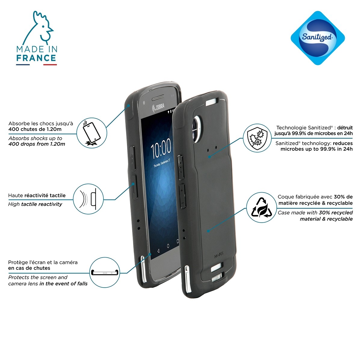 Rugged Cover for Zebra EC50 - EC55, Drop Resistant, Anti Shocks ...