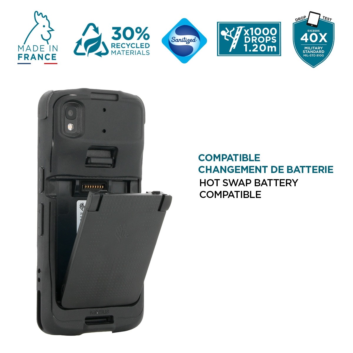 Rugged protective case for Zebra TC22 - TC27 - PROTECH