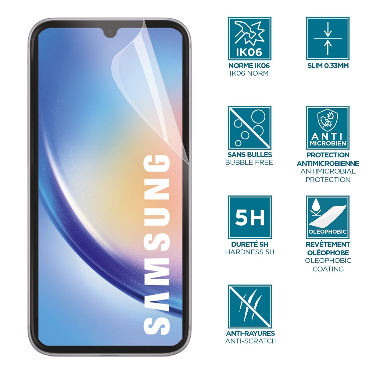 Screen protector for Galaxy A34 5G - unbreakable & anti-shock IK06 ...